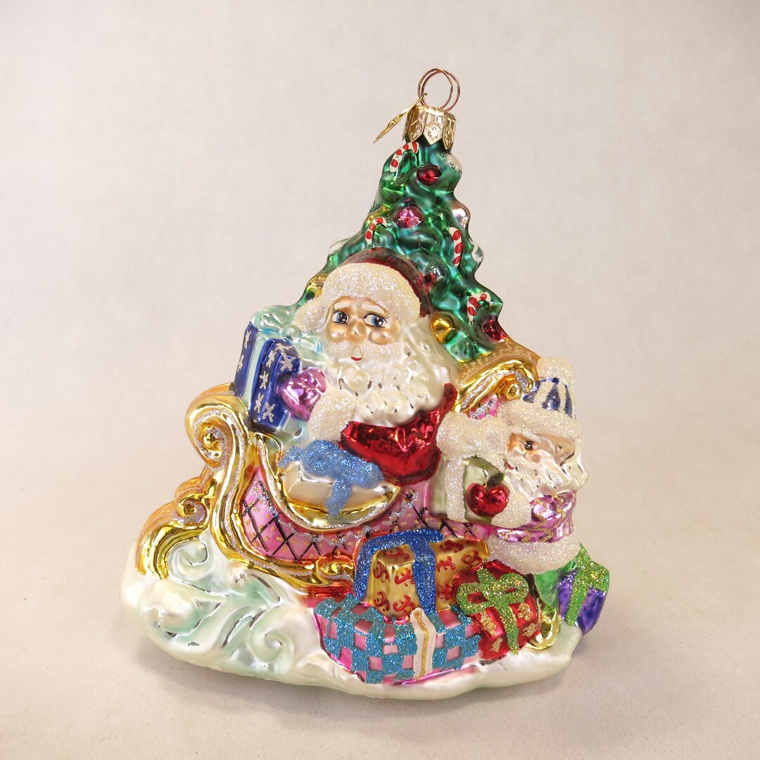 Christopher Radko Santa Sleigh Elf Snowman Candy Cane Glass Christmas ...