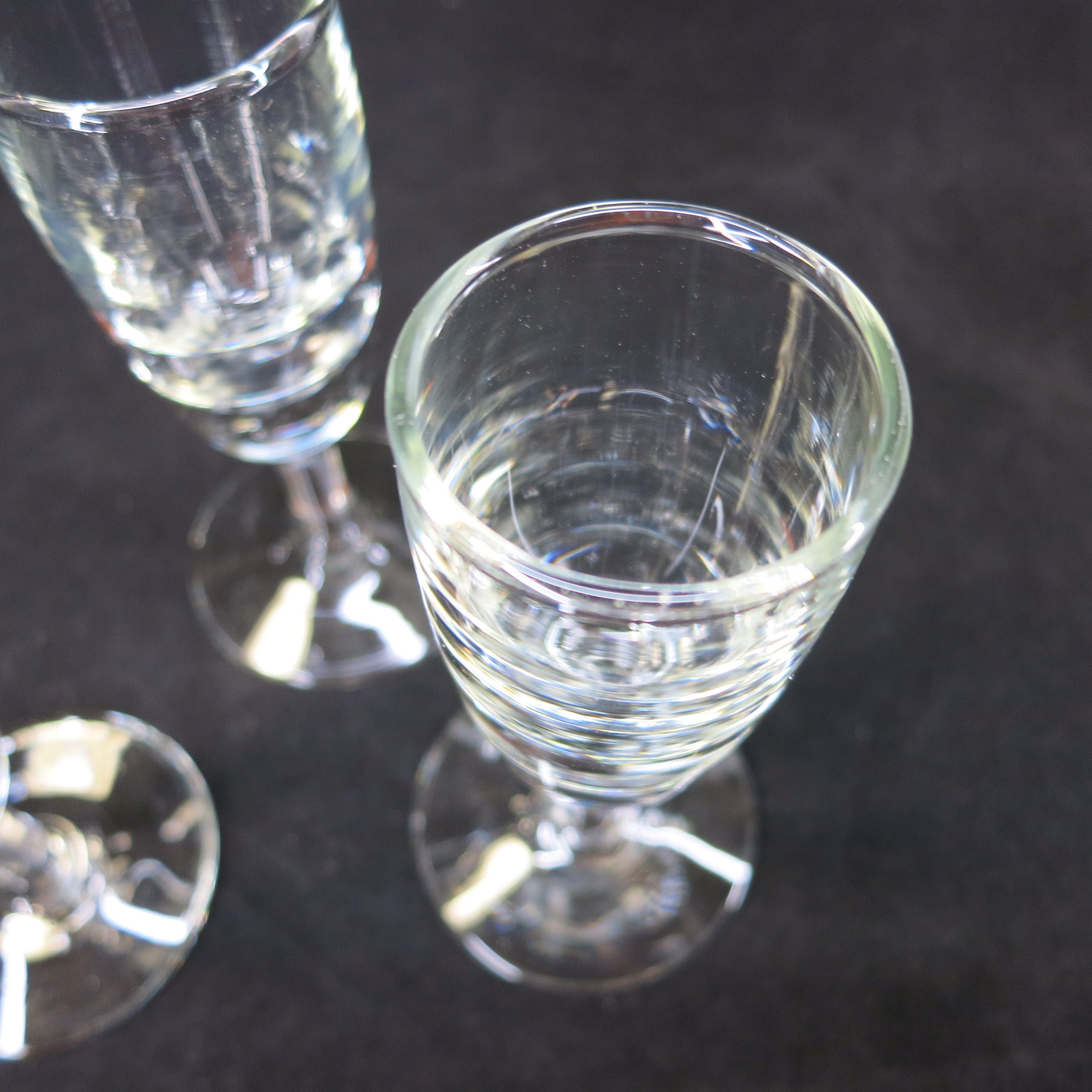 Set of 3 Vintage Sherry Glasses 2.5 Oz Clear Glass 4 tall