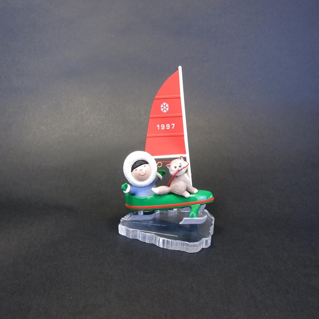 1997 Hallmark Ornament "frosty Friends" Eskimo Wind Sailing 18th Series ...