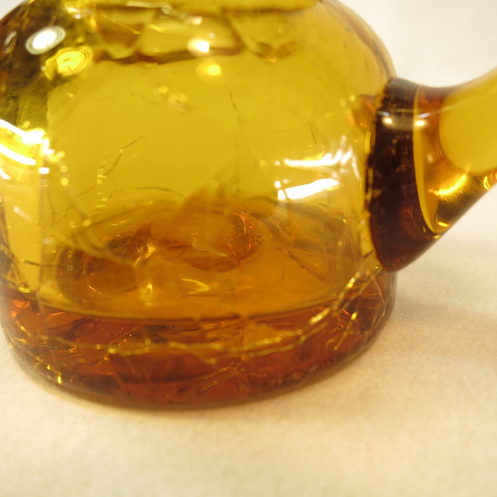 Vintage 1960's Amber Hand Blown Crackle Mini Glass Pitcher - Etsy
