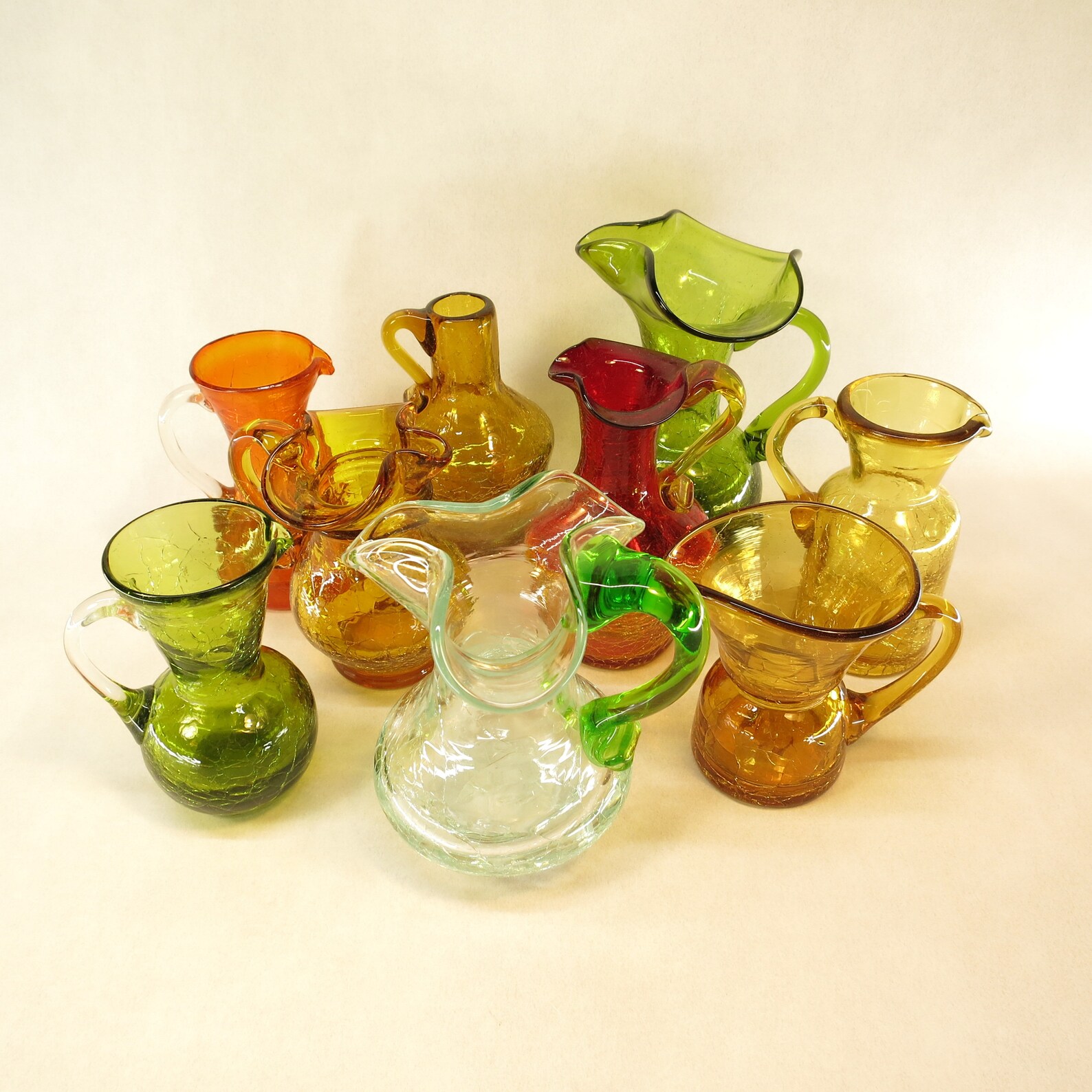 Vintage 1960's Amber Hand Blown Crackle Mini Glass Pitcher - Etsy