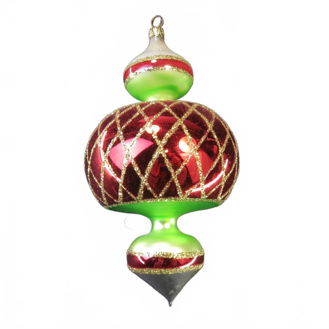 7.5" Vintage Radko Jumbo Spin Top Spinning Top Christmas Blown Glass ...