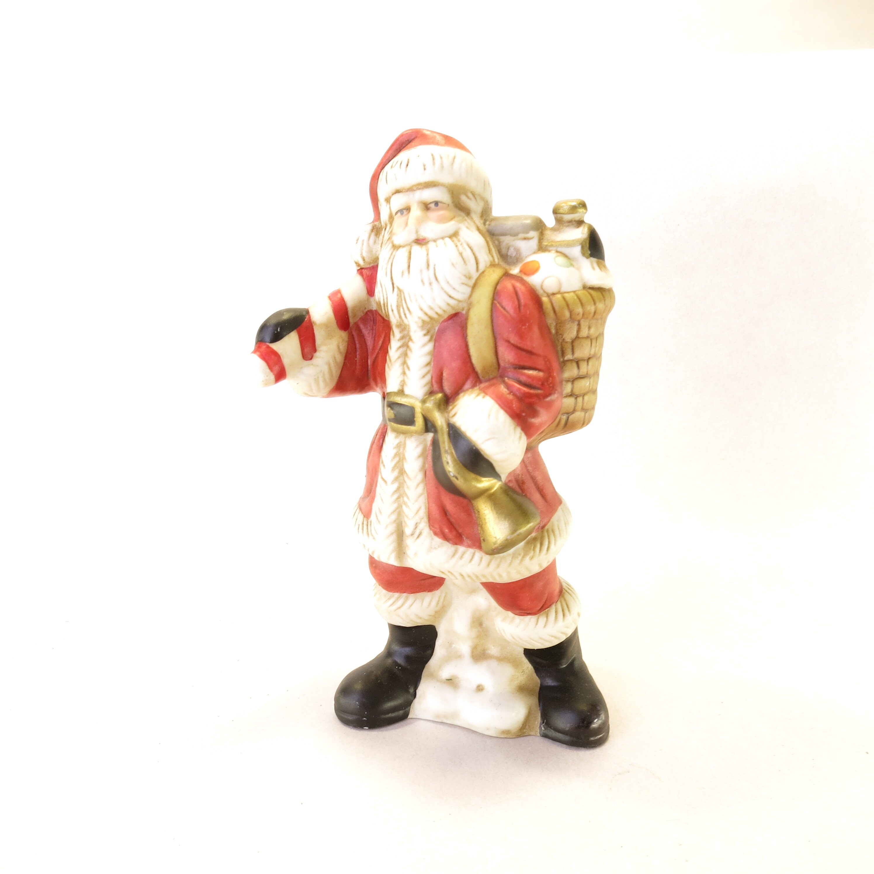 Vintage Santa Claus Figure with Bag & Candy Cane Painted 5.5 Retro ...