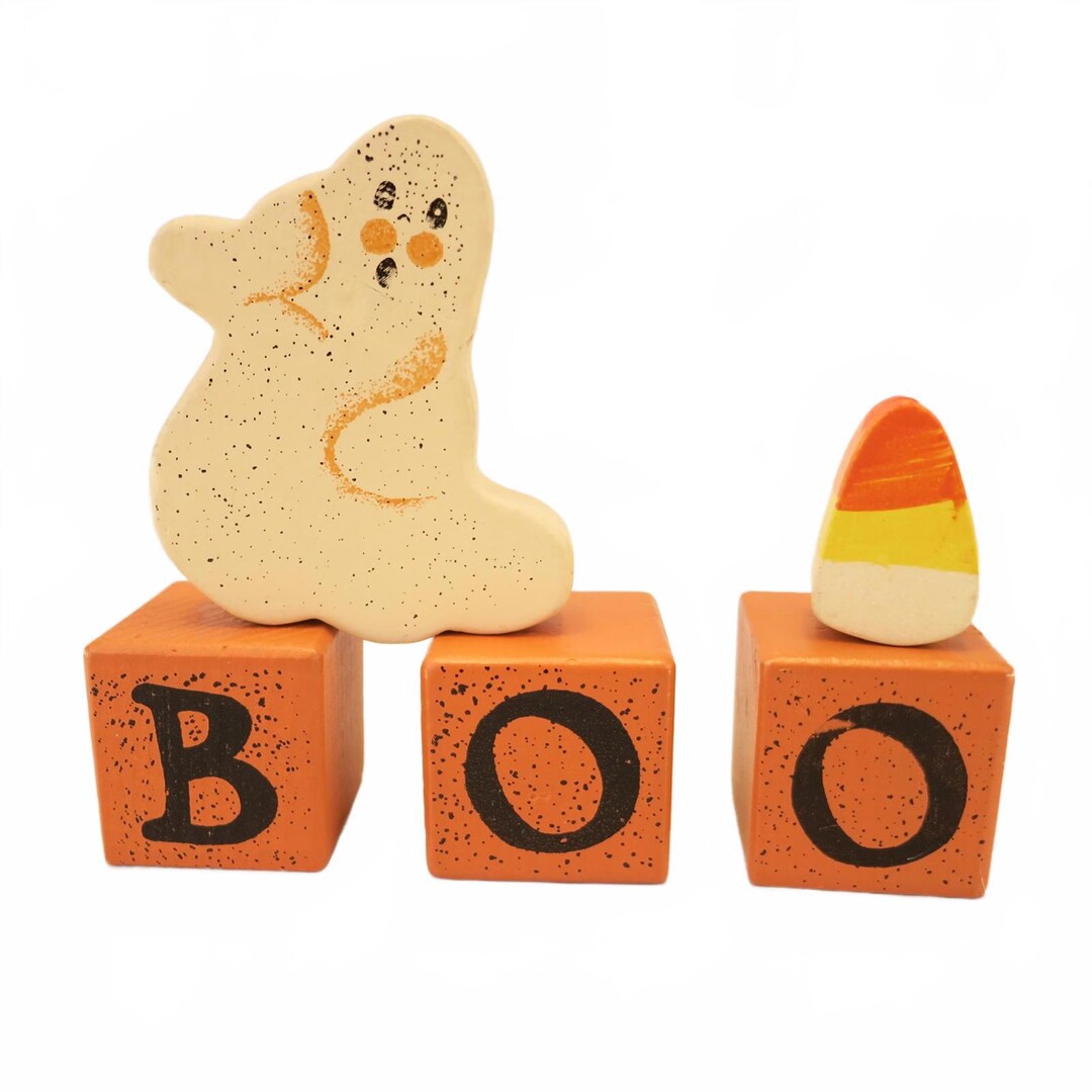 Wooden Halloween Decor Blocks With Ghost and Candy Corn - Etsy