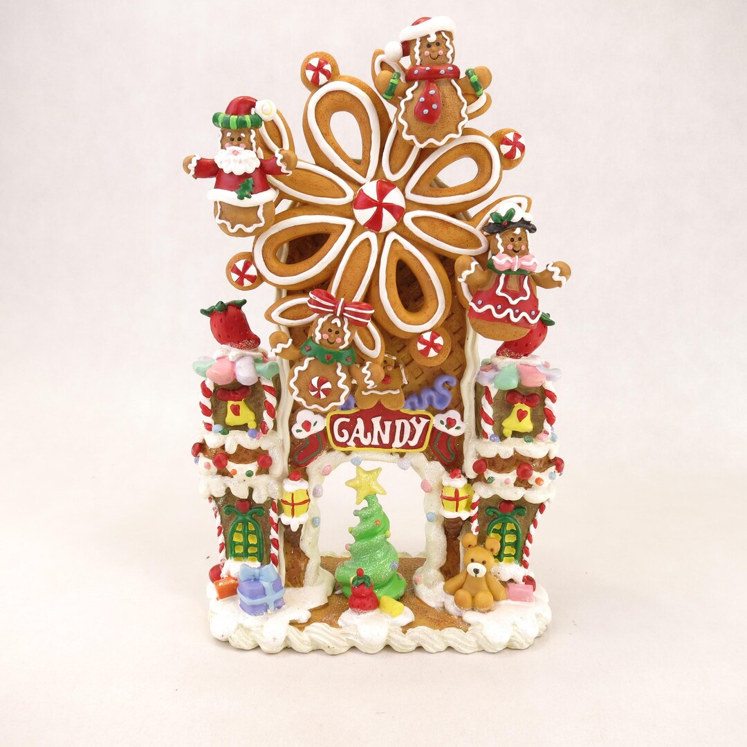 Clay Gingerbread Christmas Farris Wheel Windmill Village Centerpiece 9 ...