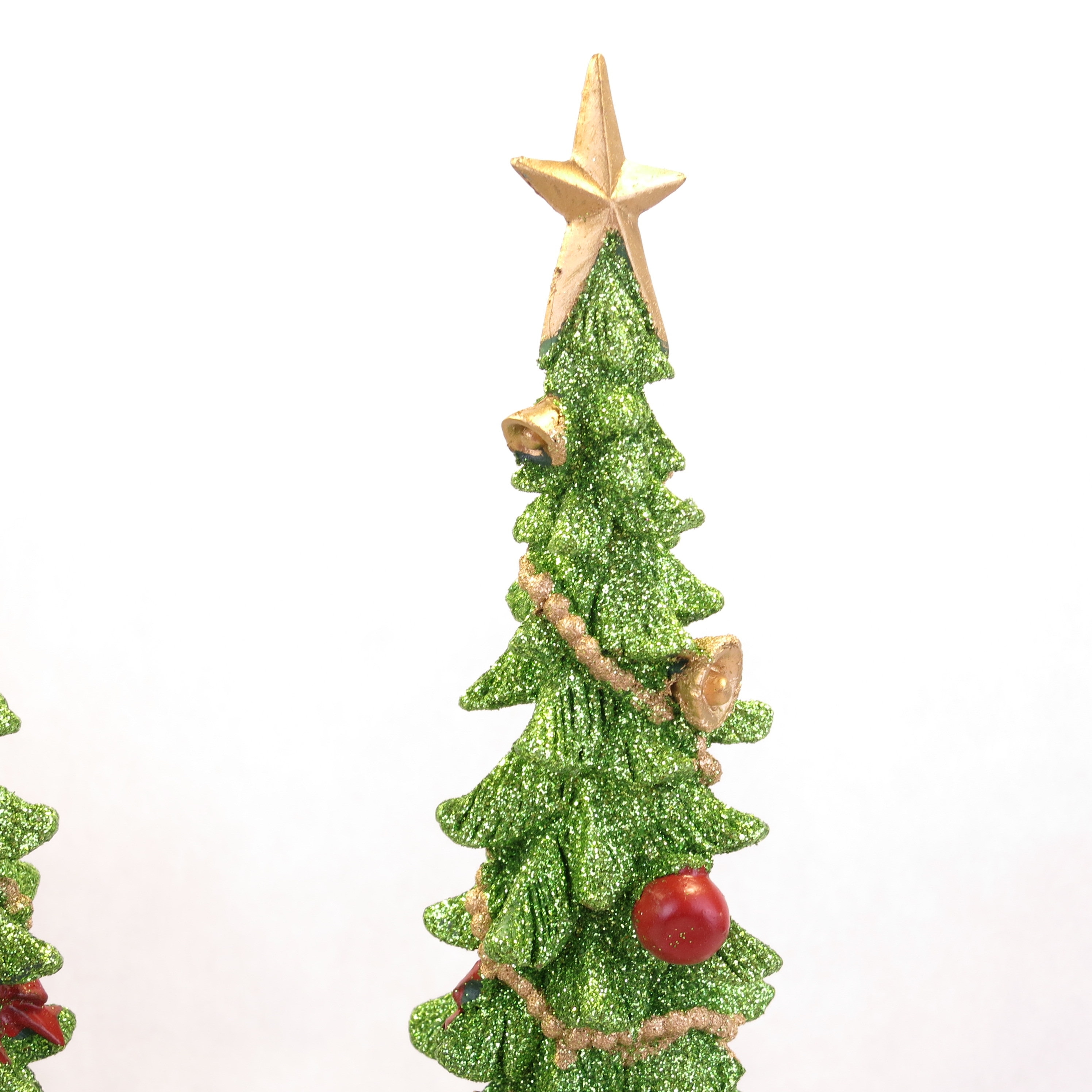 Pair of Glitter Christmas Tree Mantal Decor, 15.25 Tall Mantal Decor
