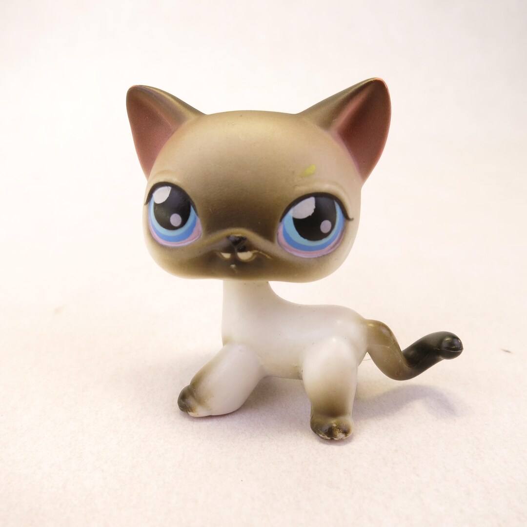Hasbro Littlest Pet Shop #5 Black White Siamese Shorthair Cat, Blue ...
