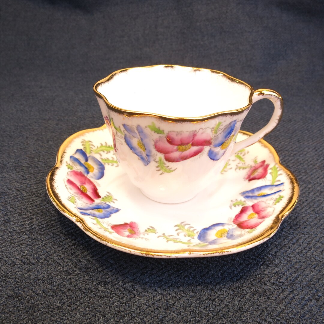 Salisbury Pansy Tea Cup & Saucer Set Hand-painted Fine Bone - Etsy