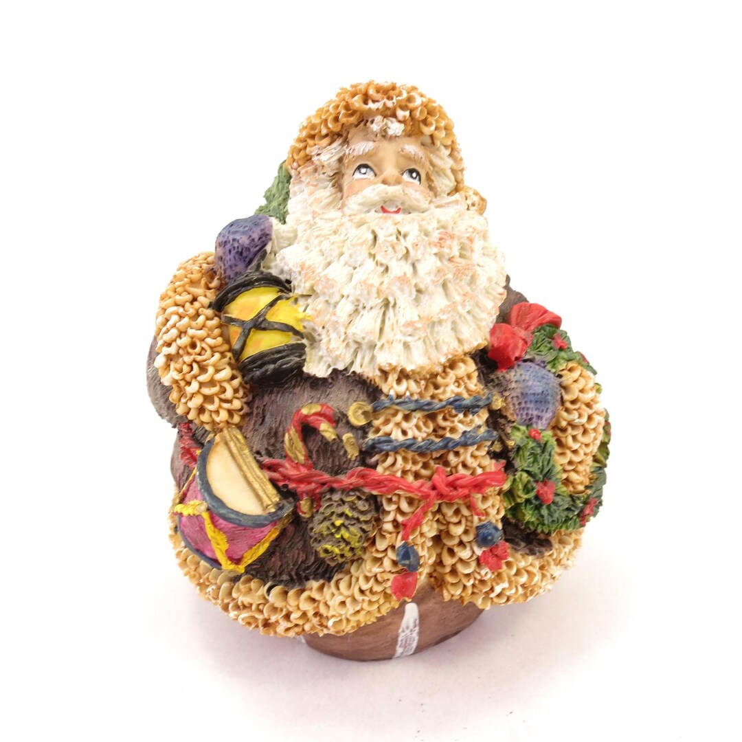 Vintage Roly Poly Santa With Wreath and Lantern Christmas Decor 5" Tall ...