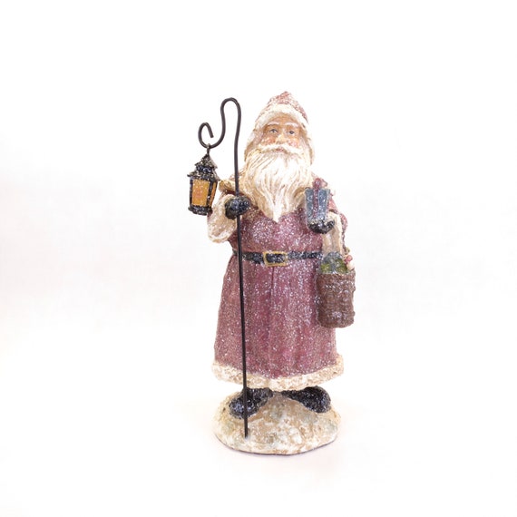 Vintage Glitter Santa With Lantern 12.5 Tall Large - Etsy
