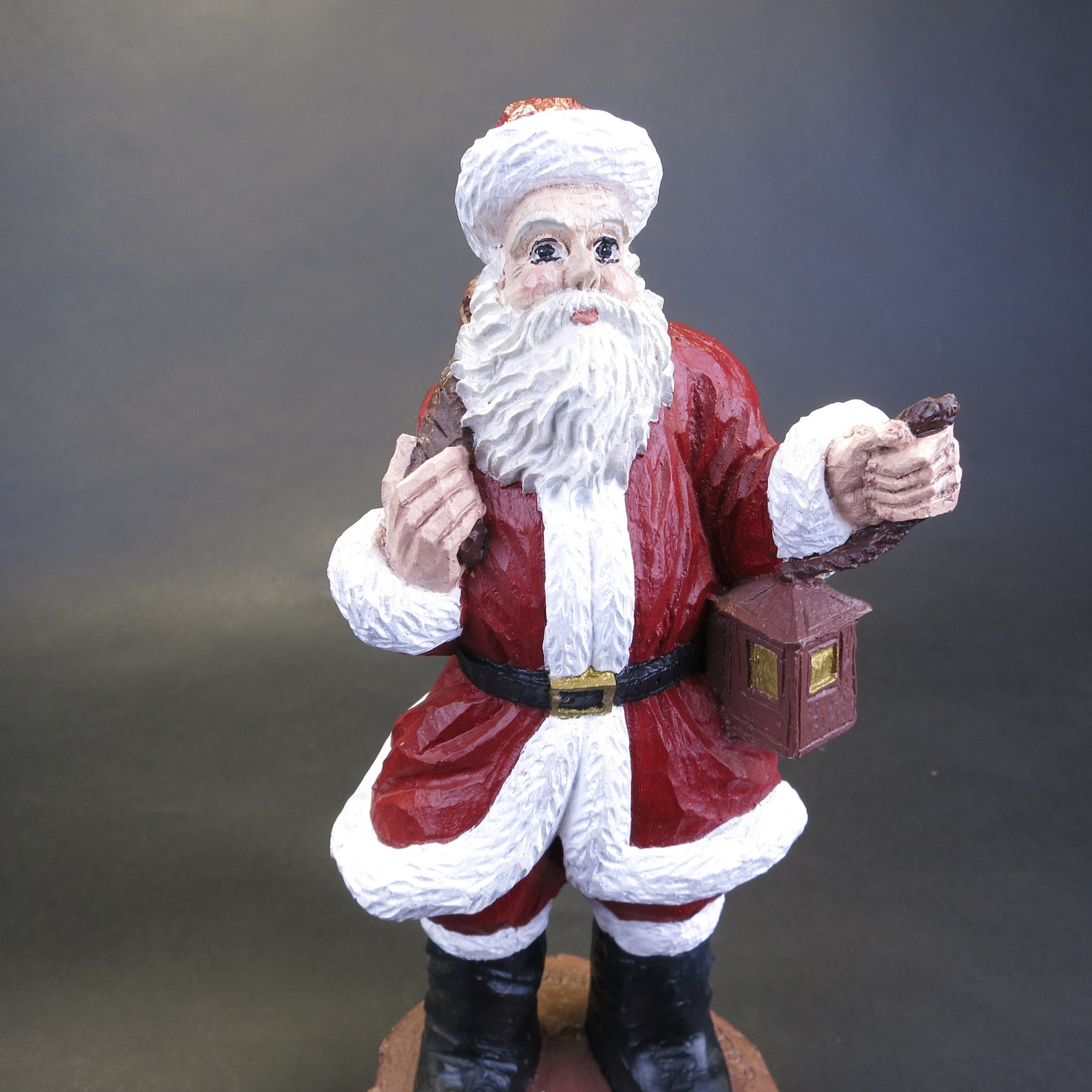 Vintage Santa Claus Figure With Lantern and Toy Basket | Etsy