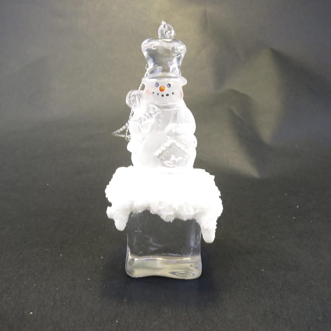 Frosted Acrylic Snowman on Clear Ice Cube Base Ornament 3.5" - Etsy