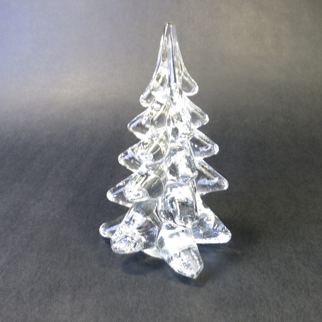 Vintage Molded Glass Christmas Tree Clear Art Glass Christmas Pine Tree ...
