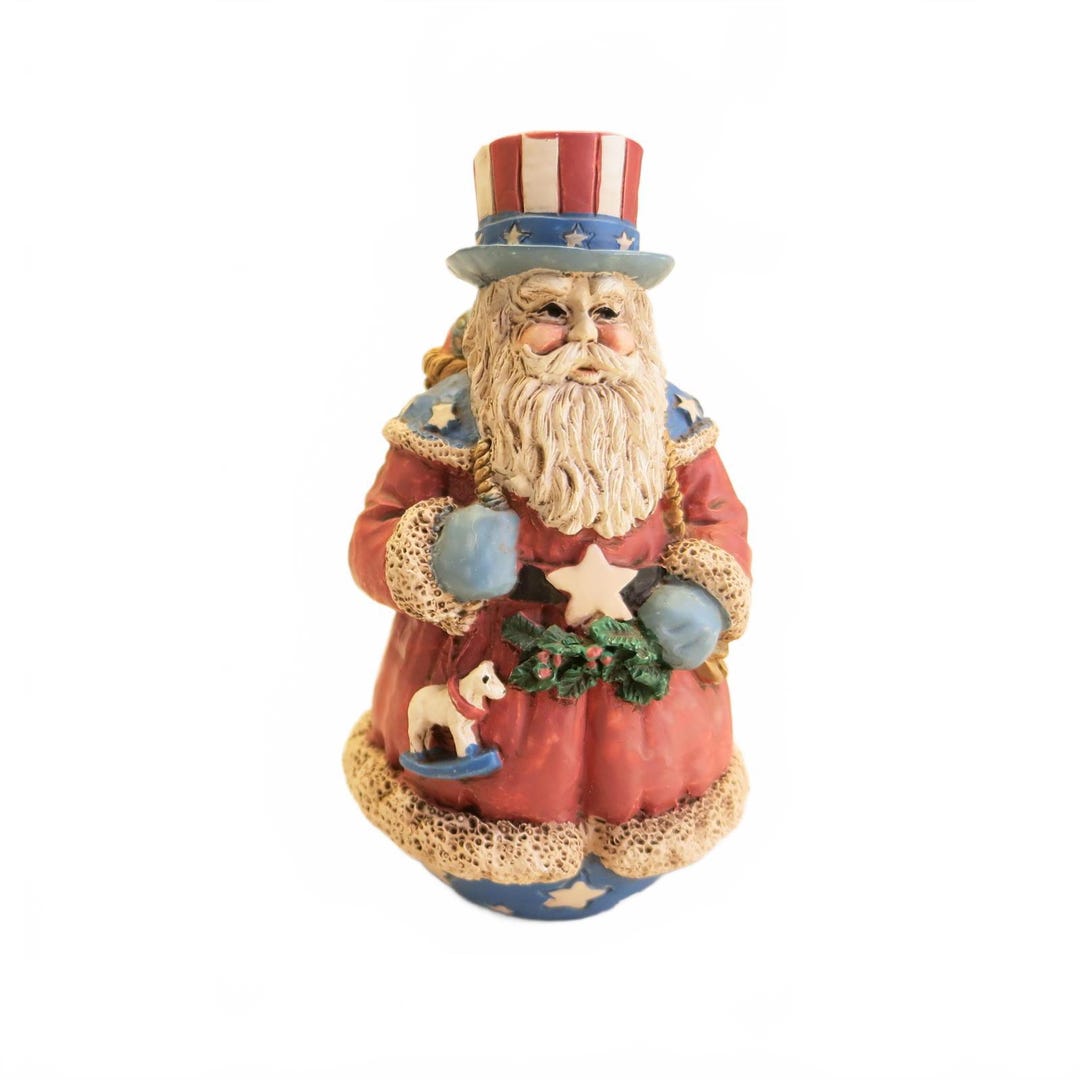 Midwest Primitive Uncle Sam Santa Claus Resin Figurine Americana Folk ...