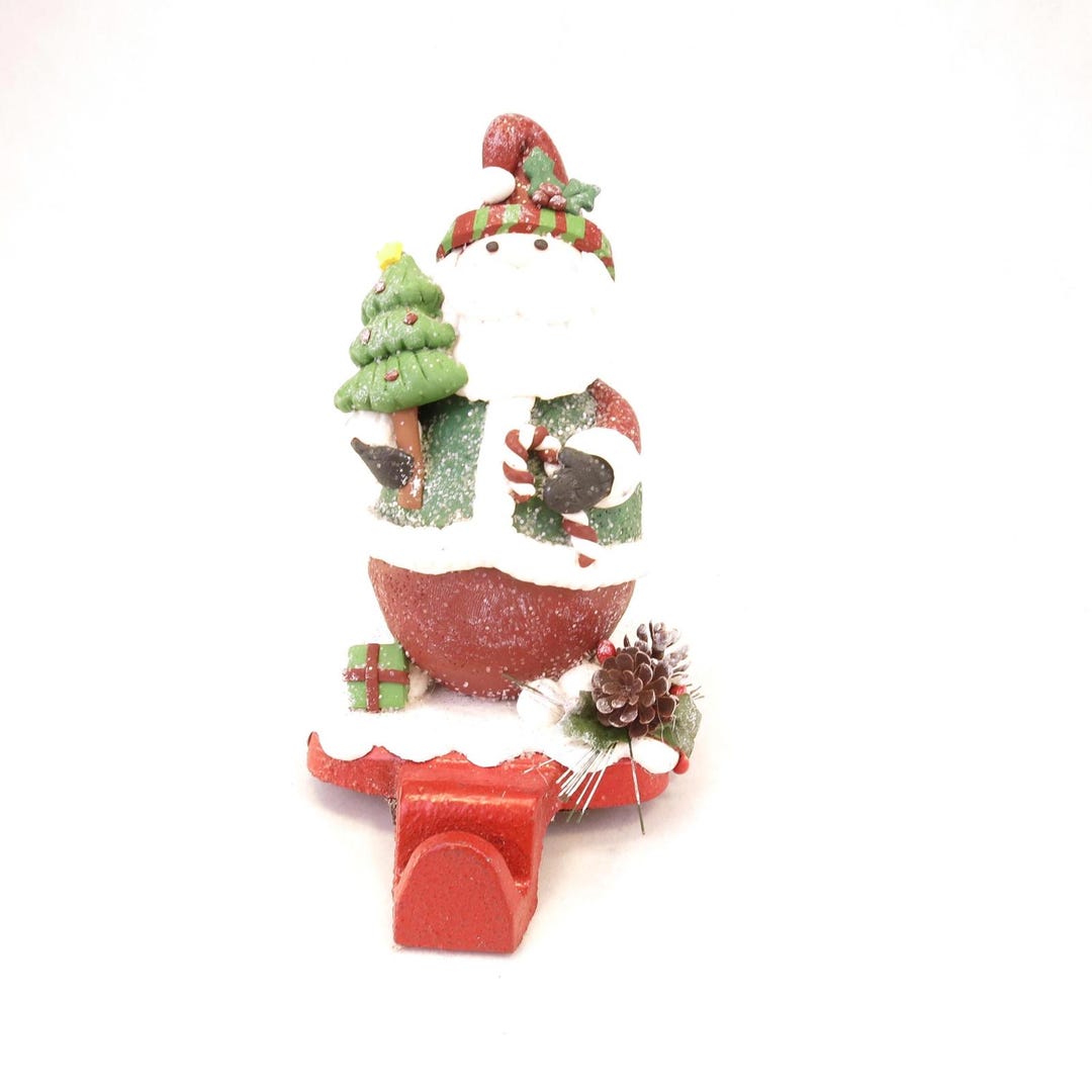 Vintage Clay on Metal Santa Christmas Stocking Holder 6.5" Tall - Etsy