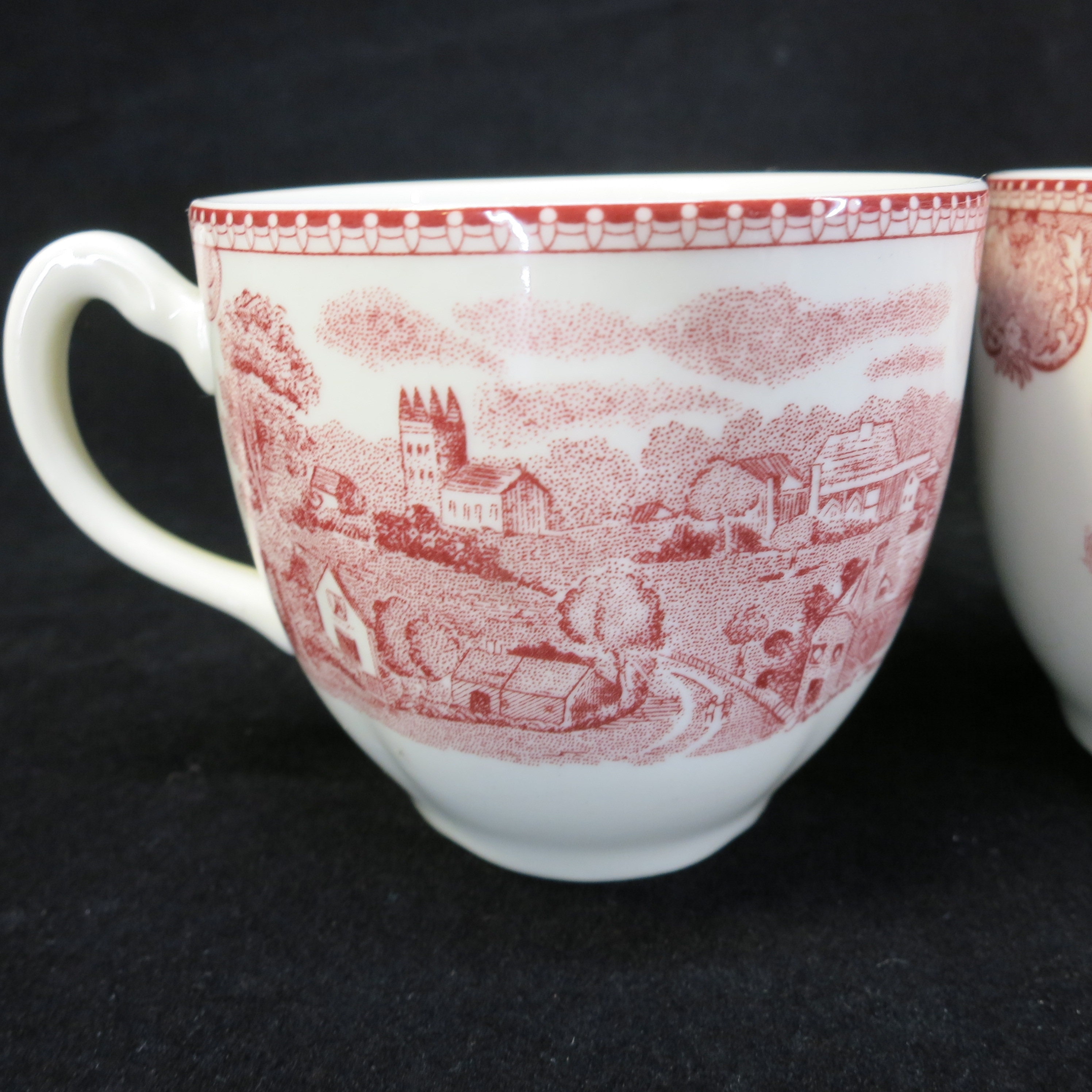 2 Johnson Bros England Red Pattern Penshurst Kenton Coffee Cups Tall ...