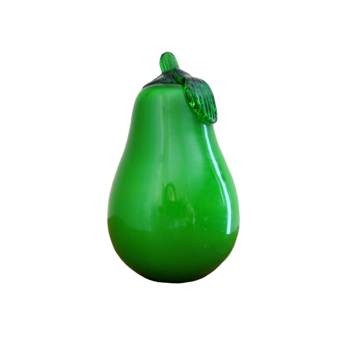 Vintage Murano Blown Glass Green Pear, Groovy Paperweight or Table ...
