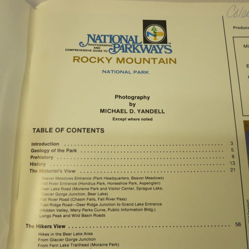 National Parkways Guide to Rocky Mountain National Park (1986 ...