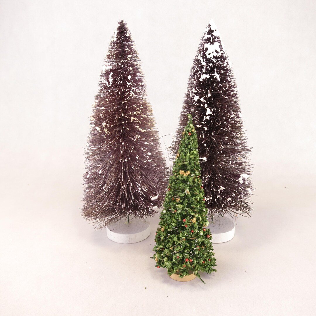 Off Brand Set of 3 Pine Trees With Snow, Christmas Dickens Village ...