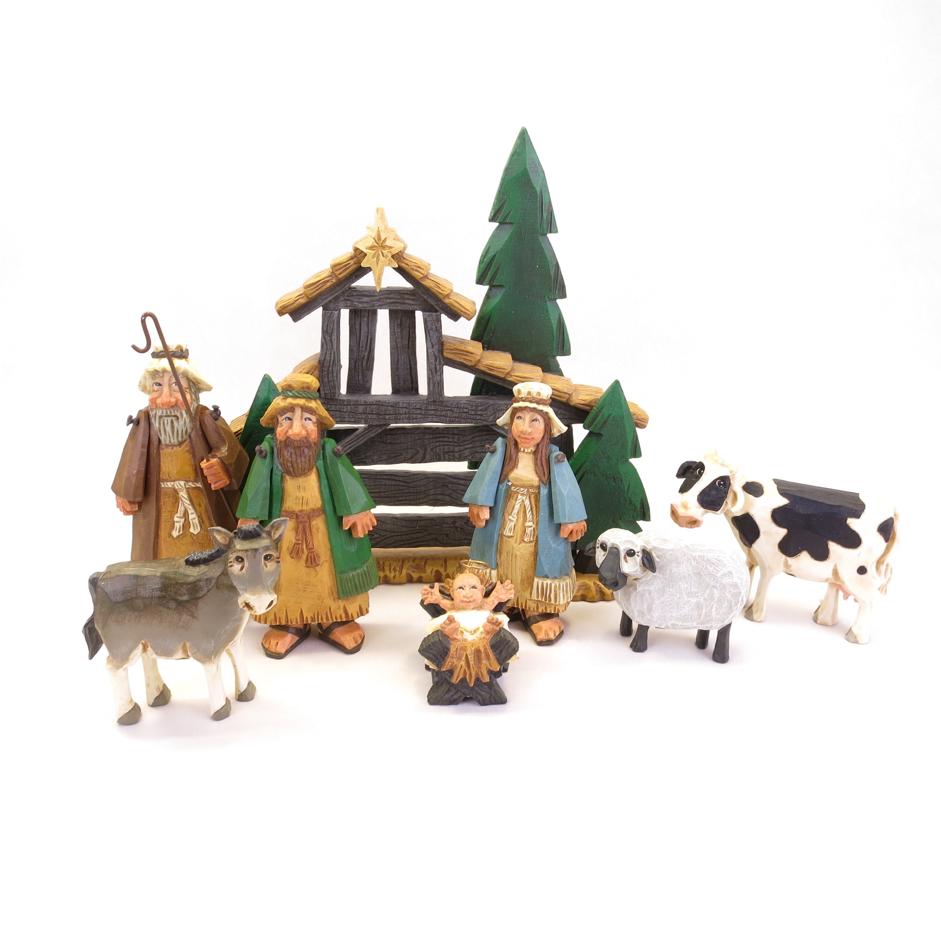 Vintage David Frykman Set of 8 Christmas Nativity wth Manger Large!