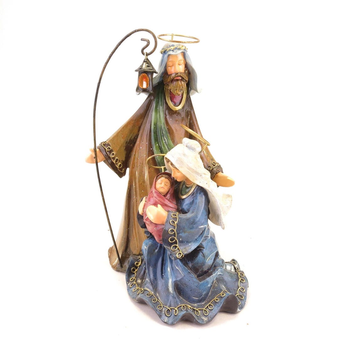 Vintage One Piece Nativity Joseph, Mary and Baby Jesus Hand Painted 9 ...