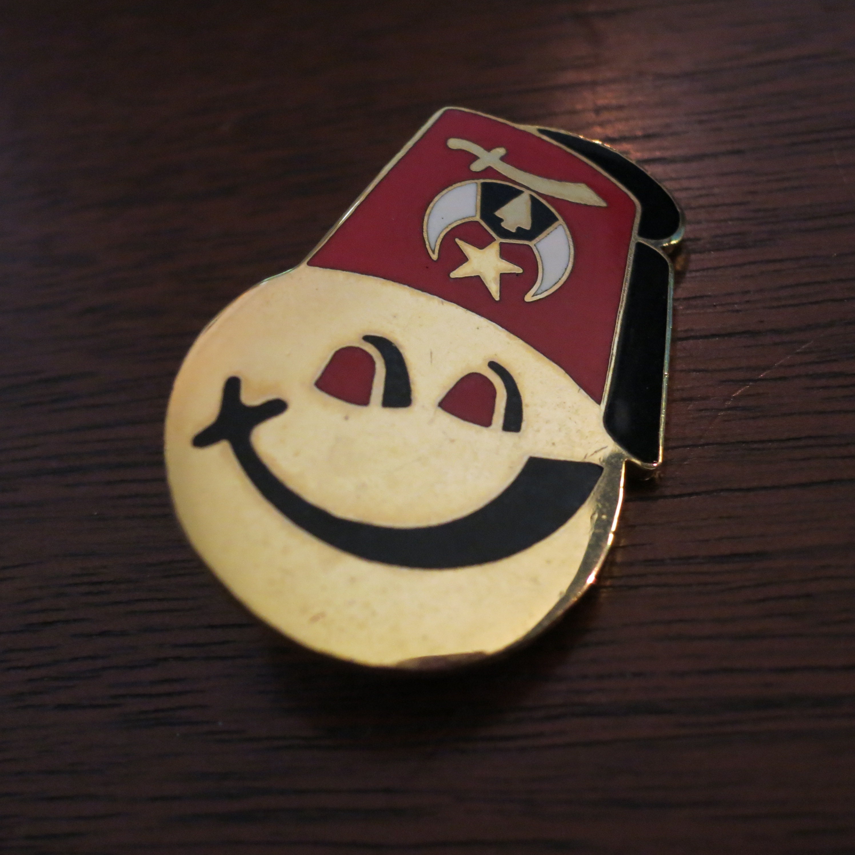 Vintage Masonic Shriner Smiley Face Fez Lapel Lapel Pin Fraternal 1.5 ...