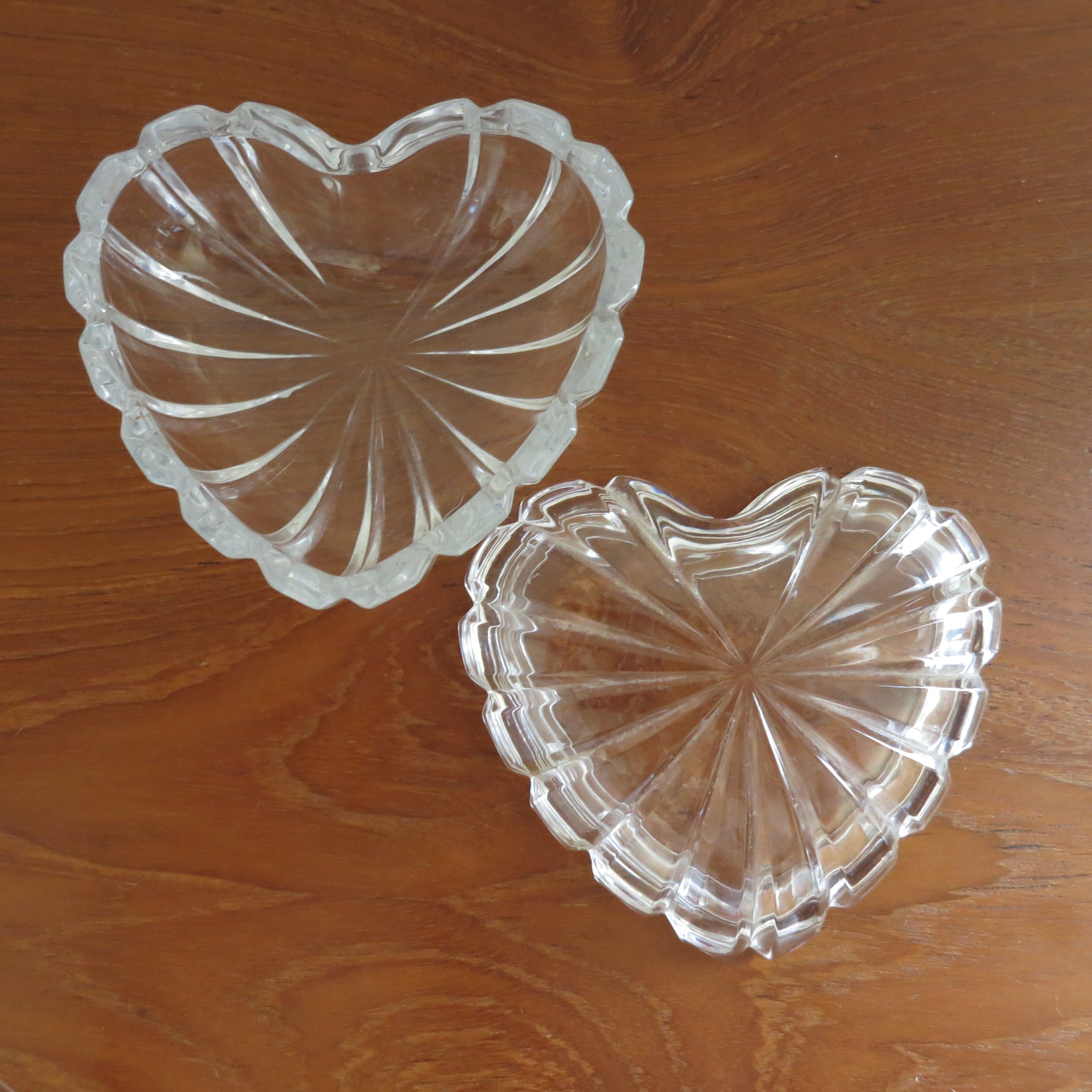 Vintage Heart Shaped Crystal Trinket Jewelry Box