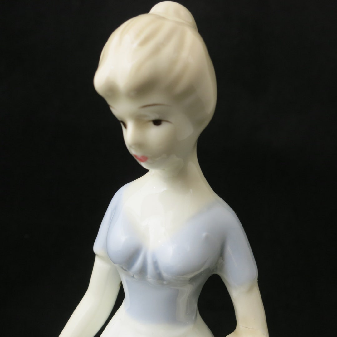 Ceramic Figurine Glazed Simson Giftware Lady With Blue Dress Apron ...