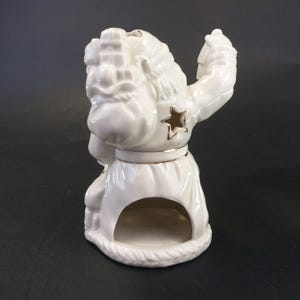 6 White & Gold Vintage Christmas Santa Ceramic Tea Light Candle Holder ...
