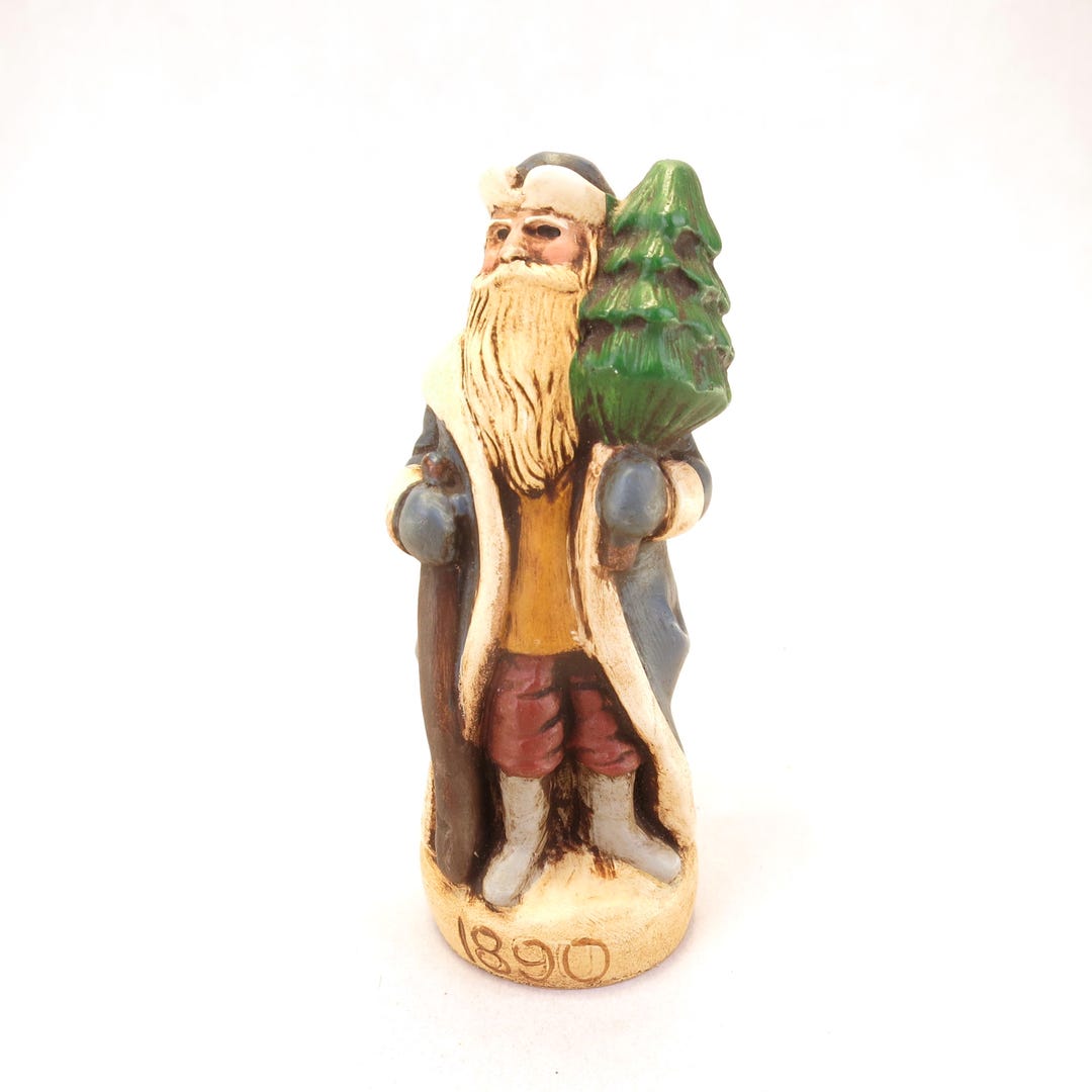 Vintage Old World Santa Claus Hand Painted 4.25" Blue & White Santa - Etsy
