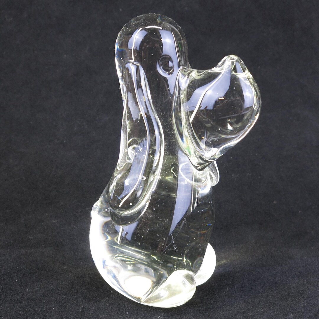 Vintage Art Glass Dog Blown Glass Clear Silly Shaped Paperweight Glass ...