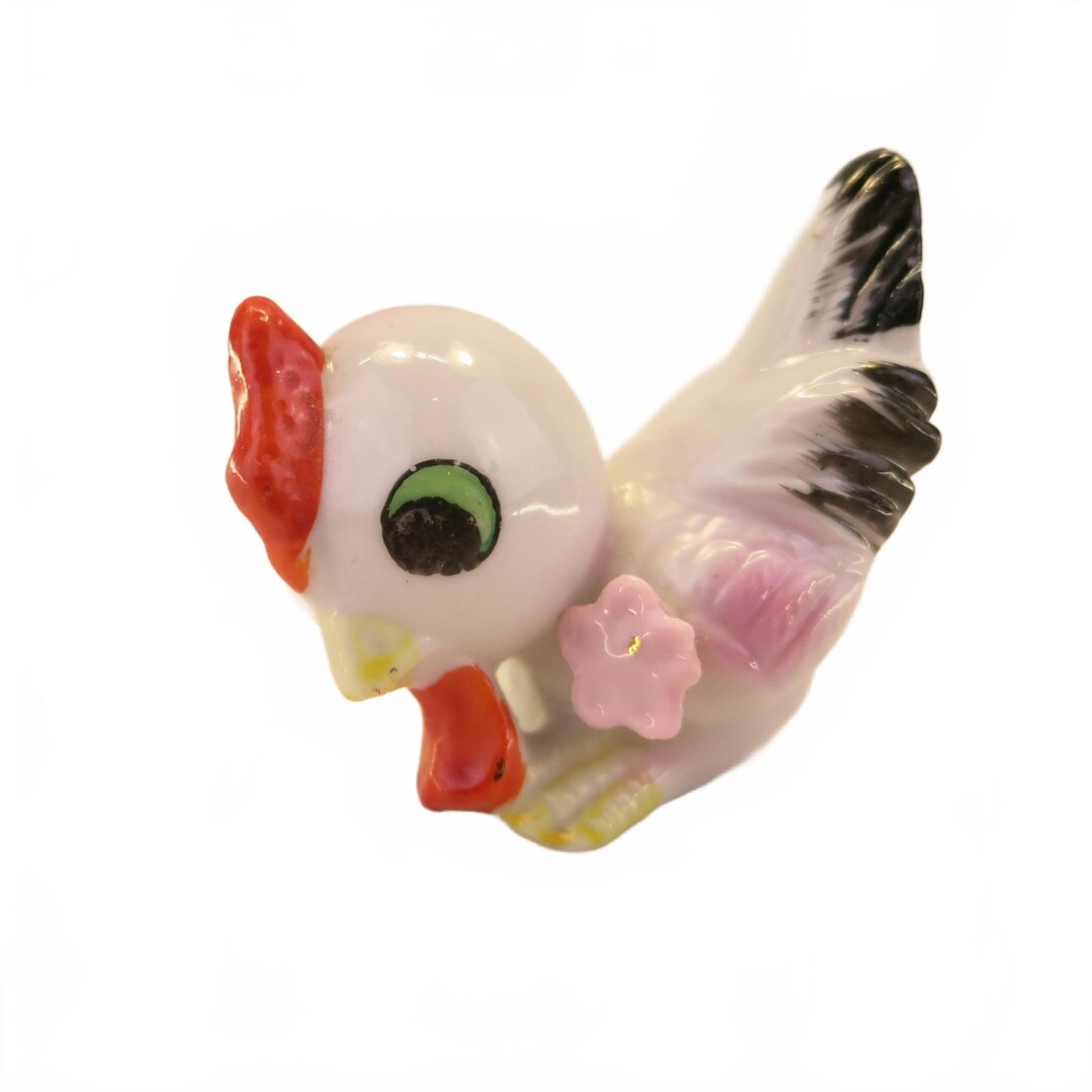 Vintage MCM Ceramic Kitsch Anthropomorphic Rooster Figurine W/ Big Eyes ...