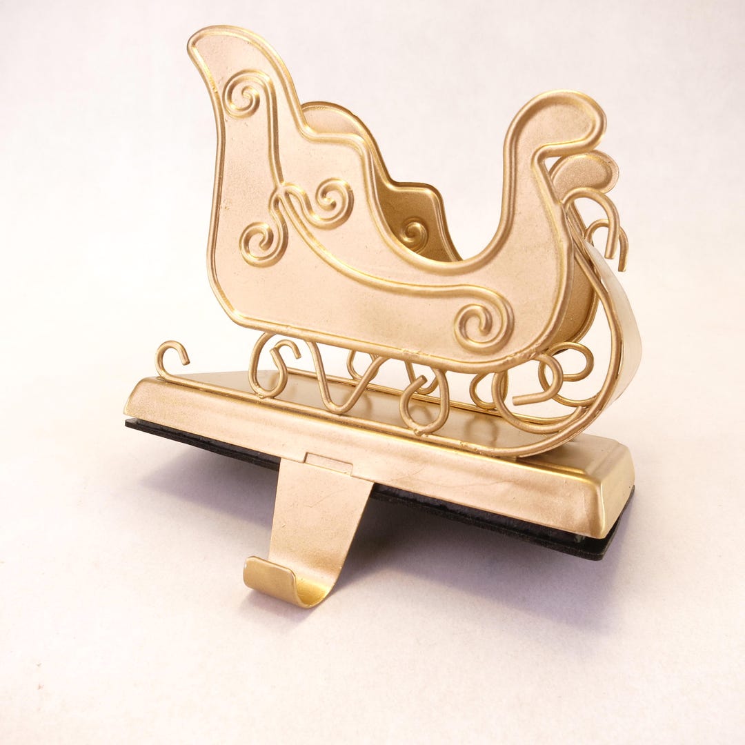 Sleigh Stocking Holder Gold Painted Metal 4.2 Tall - Etsy