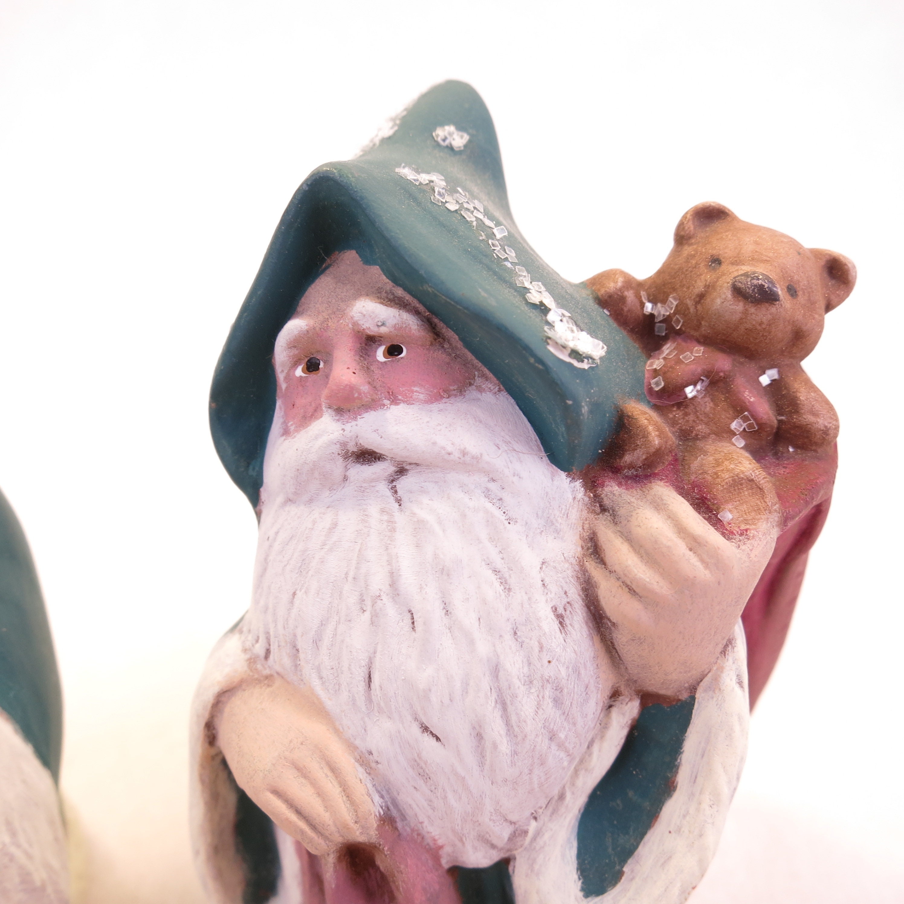 Vintage Pair of Green Santa Claus Ceramic Hand Painted 4.5 Retro ...