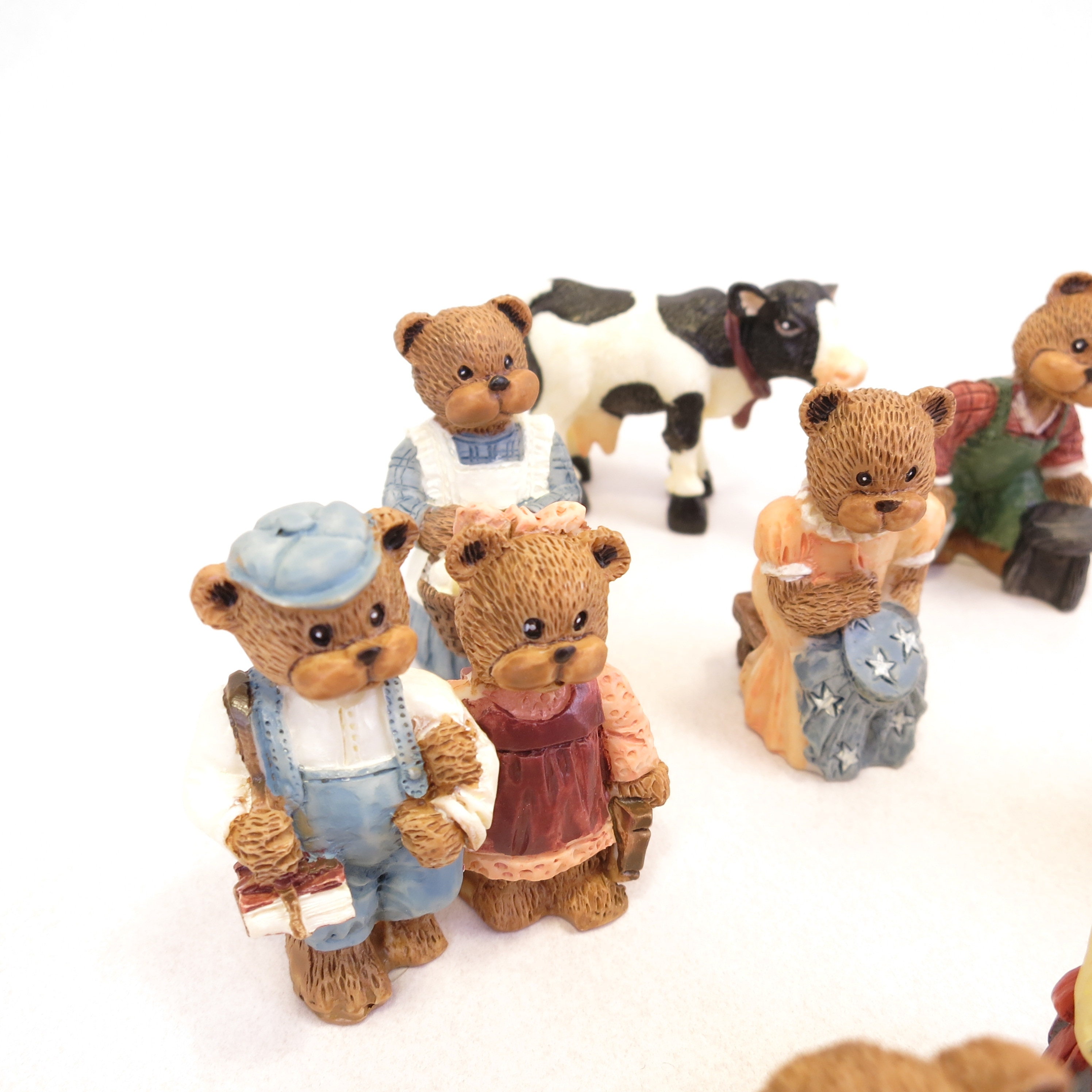 Lucy Rigg Teddy Bears Vintage Enesco Garden Figurines 9 bears & 1 Cow ...