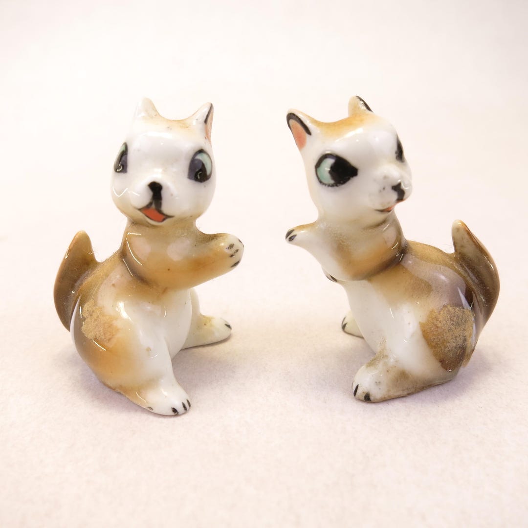 Vintage 1940's Pair of Chipmunks Bone China Miniatures Chipmunk ...