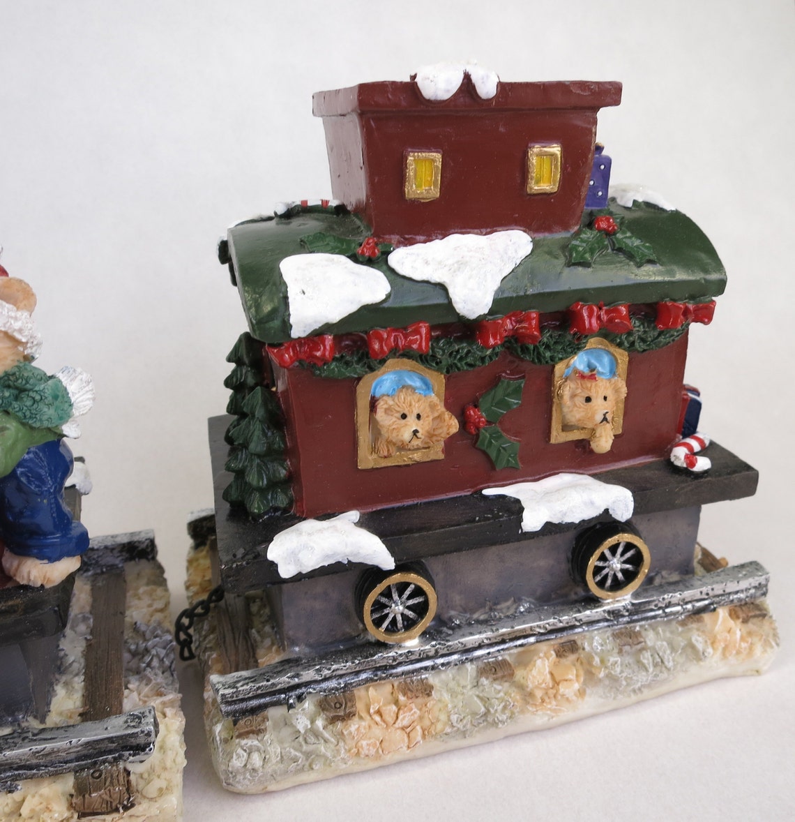 Teddy Bear Santa Train 3 Piece Set Holds Tealights Mantle | Etsy