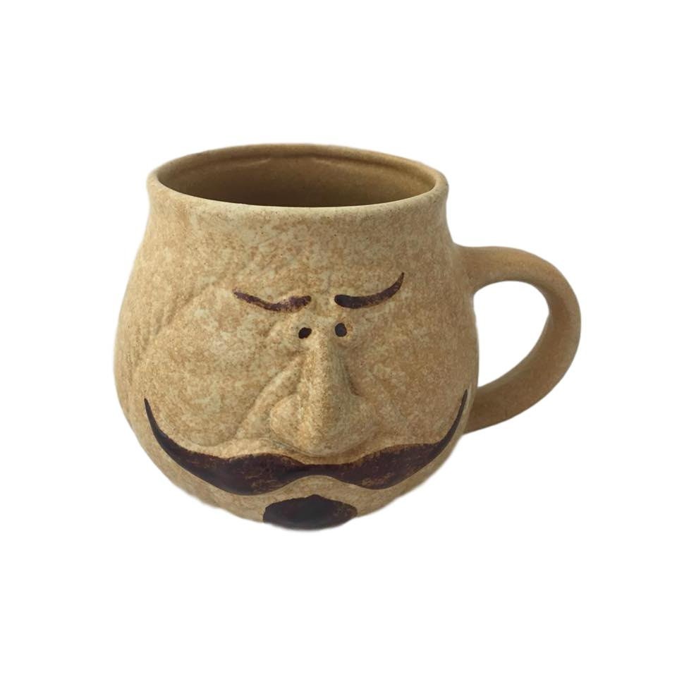 Vintage Funny Face Coffee Mug - Face with Mustashe