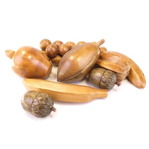 8 Piece Mid Century Modern Hand Carved Wood Fruit and Vegetables - Etsy
