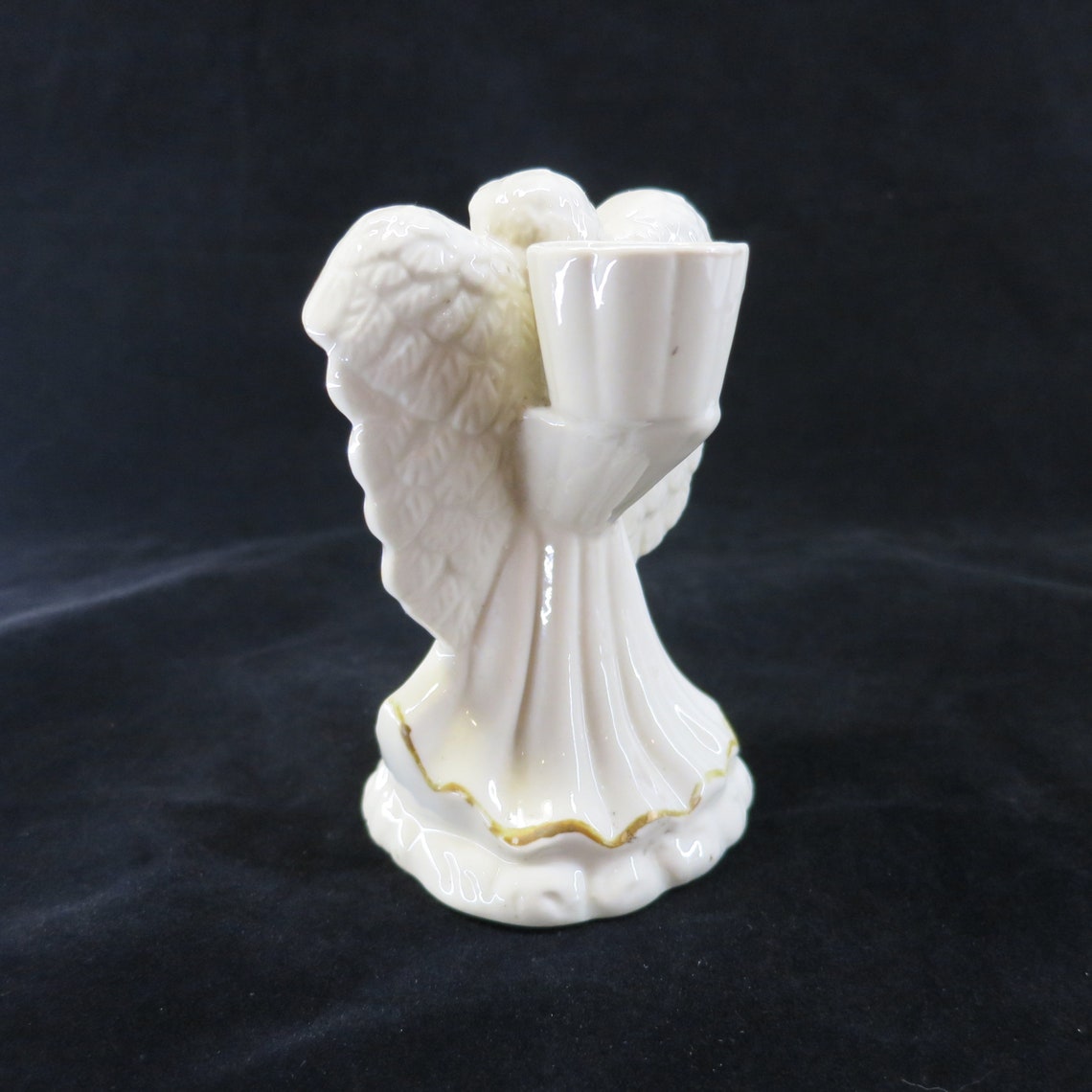 Vintage Ceramic Angel Candle Holder Figurine White With Gold - Etsy