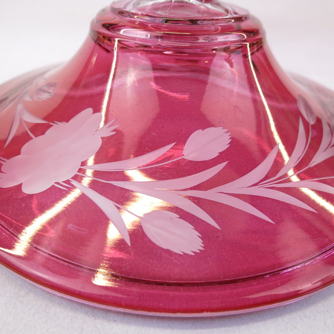Paden City Glass Cut Red Clear Compote Pedestal Lidded Candy | Etsy
