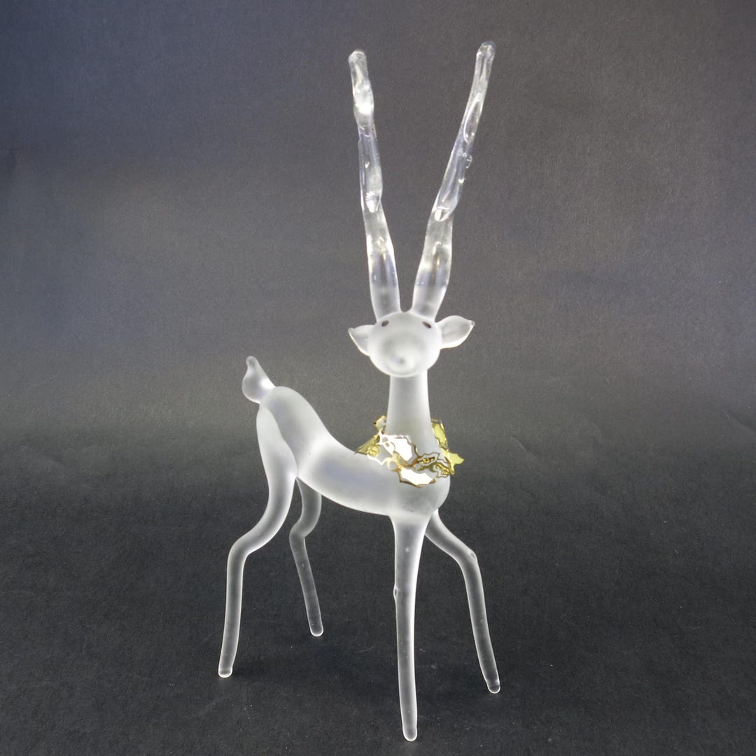 Stunning Vintage Silvestri Frosted Glass Reindeer Figurine With Bow ...