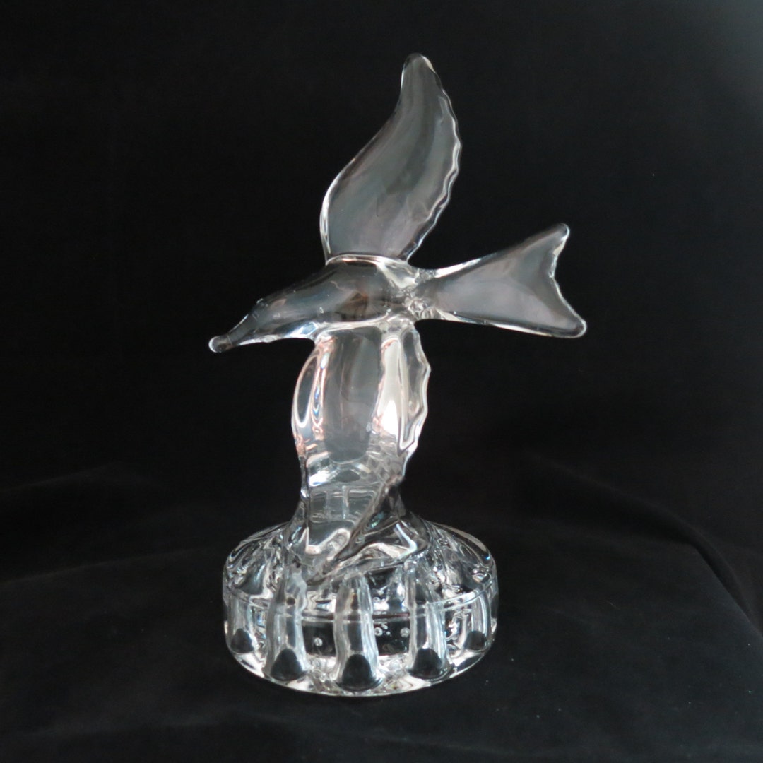 Cambridge Glass Sculptured seagull in Flight Flower Frog, Crystal Art ...