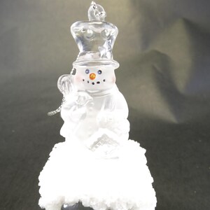 Frosted Acrylic Snowman on Clear Ice Cube Base Ornament 3.5" - Etsy