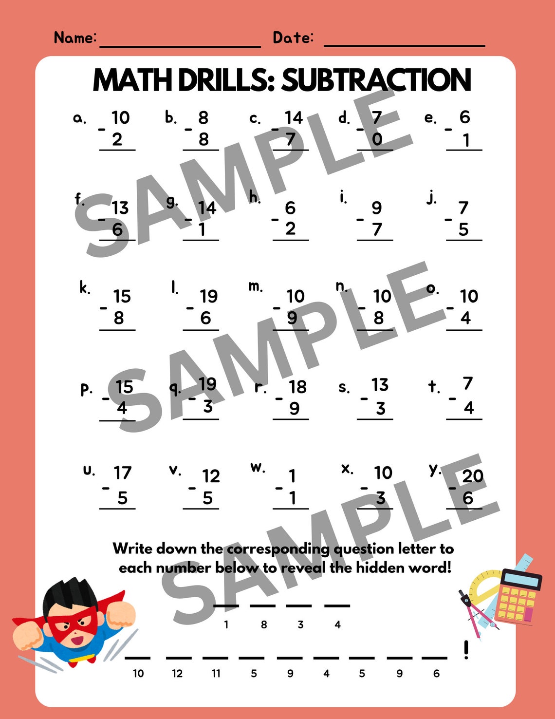 Math Worksheets, Addition and Subtraction, Includes Fun Activity in ...