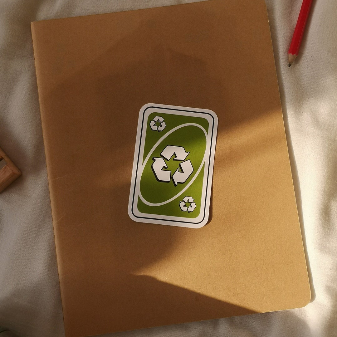Recycle Green Uno Card Vinyl Sticker - Eco Friendly Illustrated Novelty ...