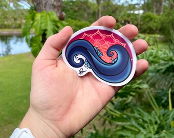 4 Black and White Wave Sticker Surf Beach Ocean Cup Cooler Car Window ...