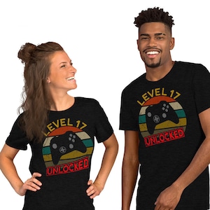 17th Birthday Shirt, Level 17 Unlocked, 17 Years Old, Video Game Shirt ...