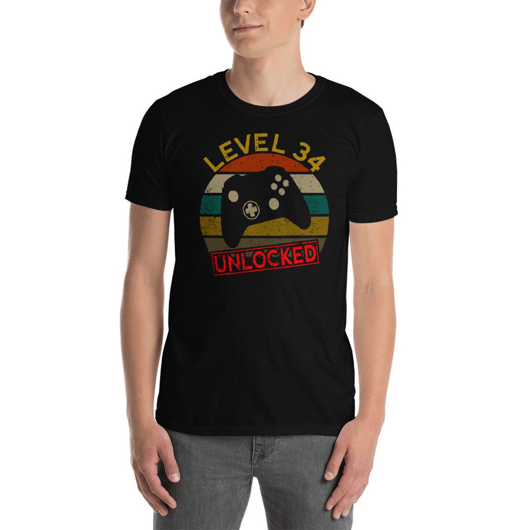34th Birthday T Shirt , Level 34 Unlocked, 34 Years Old, Video Game ...