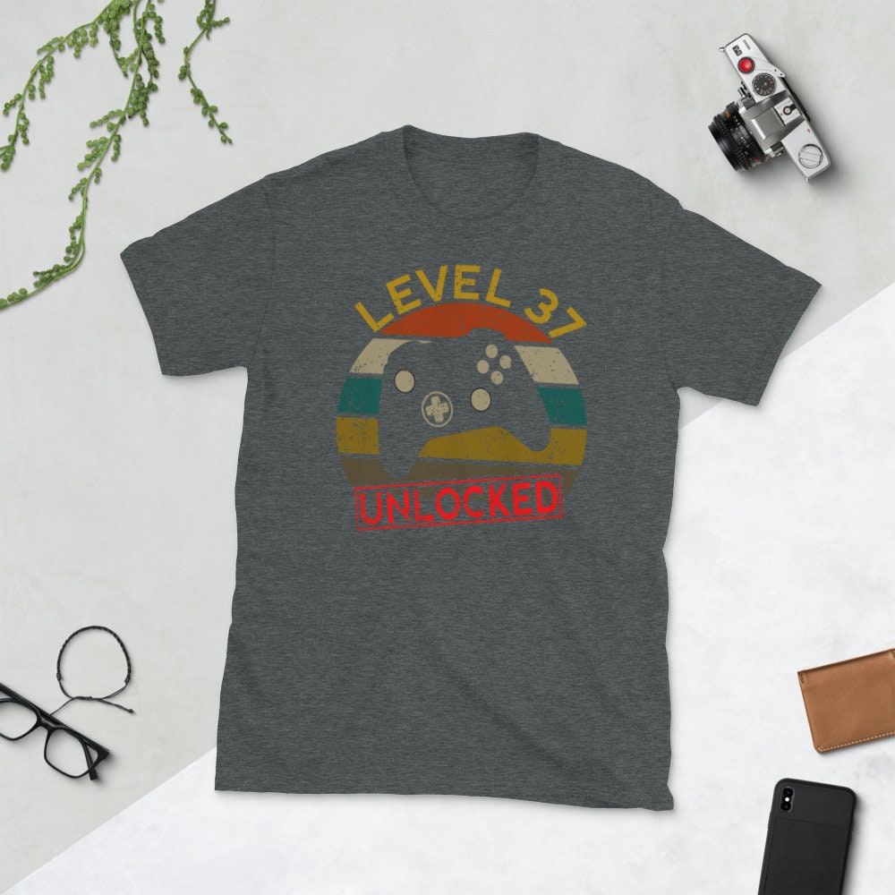 37th Birthday T Shirt , Level 37 Unlocked, 37 Years Old, Video Game ...